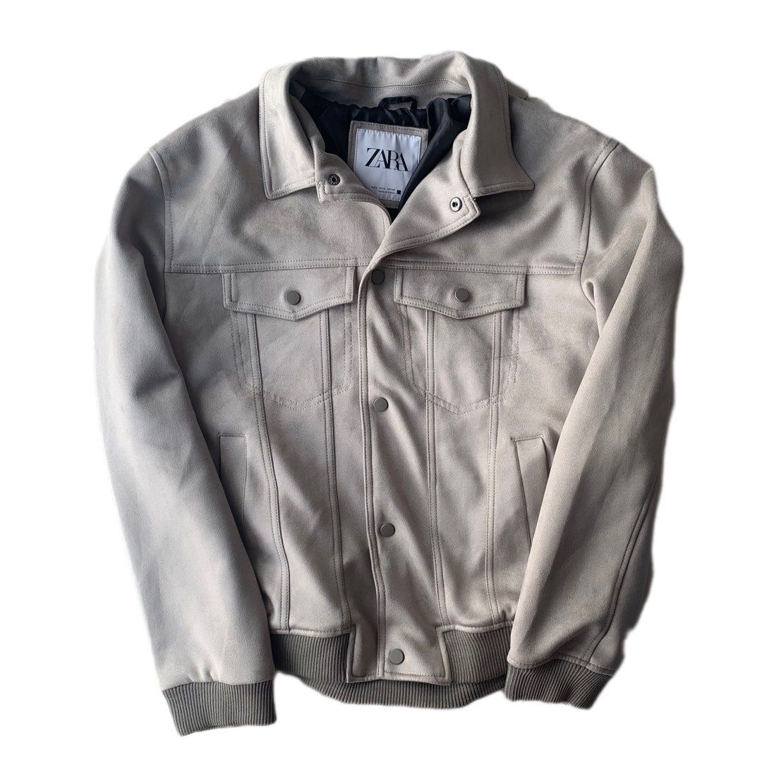 Zara Men Ivory Faux Suede Coach Jacket in L, Men's Fashion, Coats ...