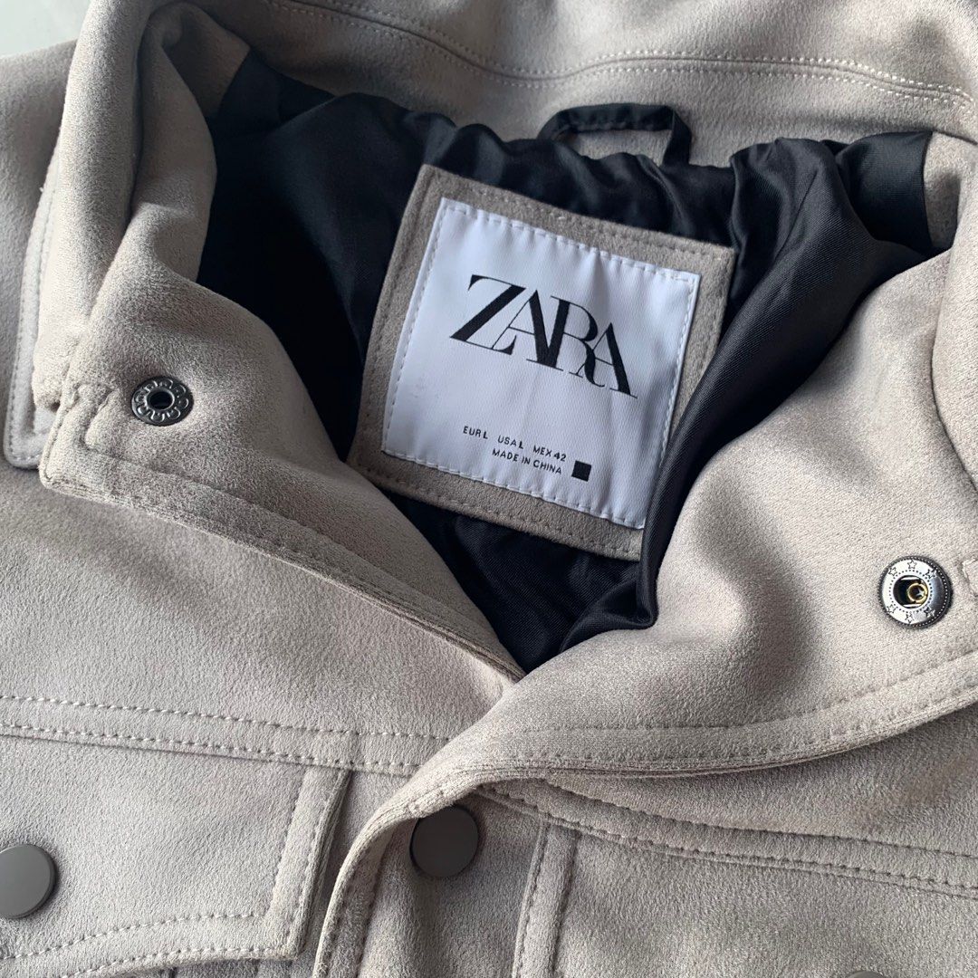 Zara Men Ivory Faux Suede Coach Jacket in L, Men's Fashion, Coats ...