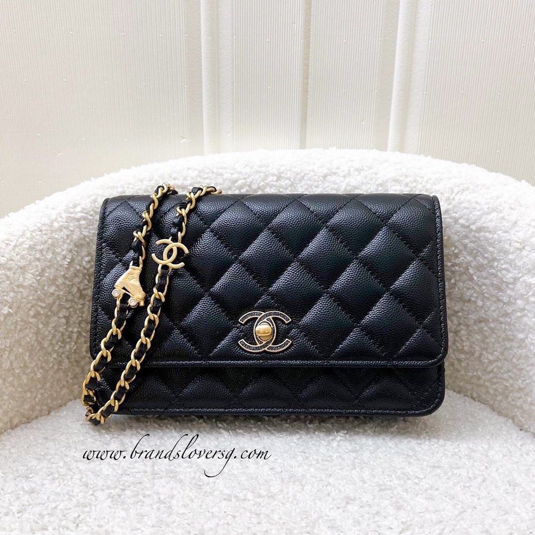 Chanel 24C Wallet on Chain WOC with Star and Skateboard Charms in Shiny ...