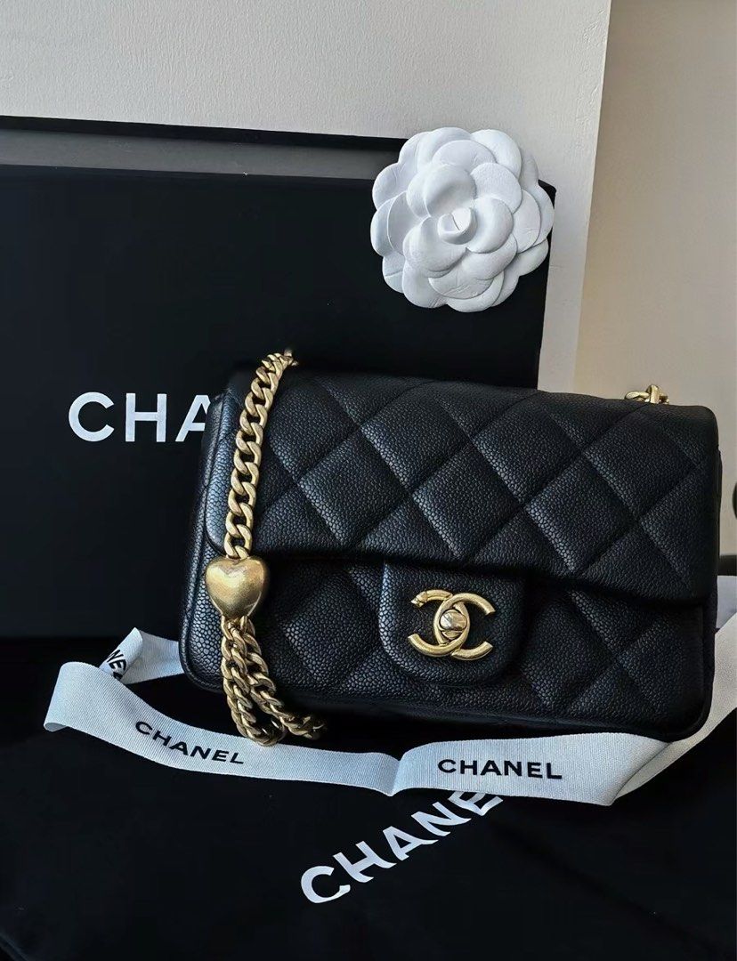 BINB Chanel 24P heart pearl crush adjustable strap mini 19, Luxury ...