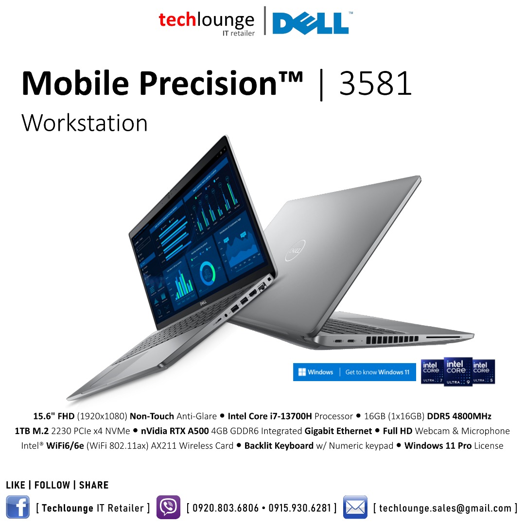 DELL MOBILE PRECISION 3581 Workstation - 15.6 FHD, i7-13700H, 16GB, 1TB ...