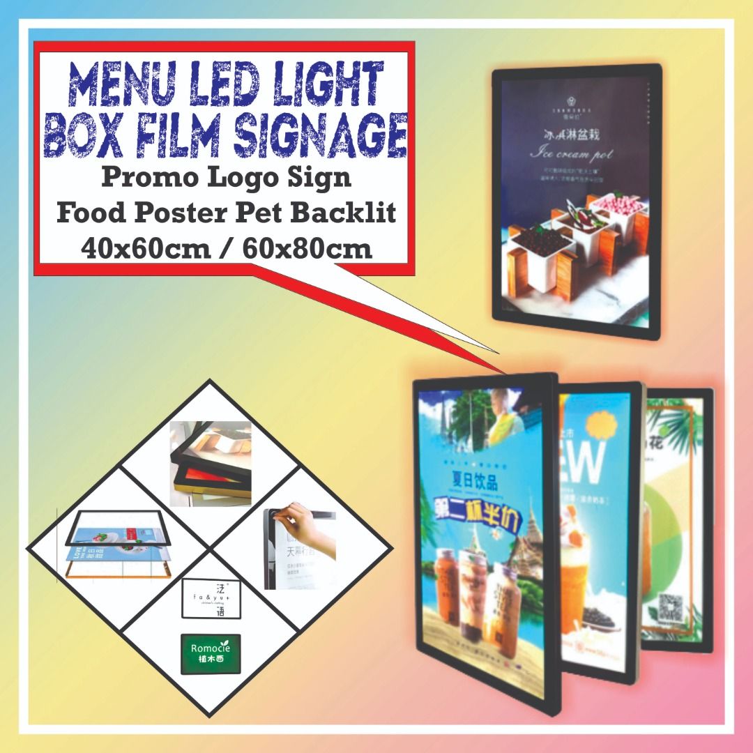 Durable Round and Square Single Face Signages, Menu LED Film Signages ...
