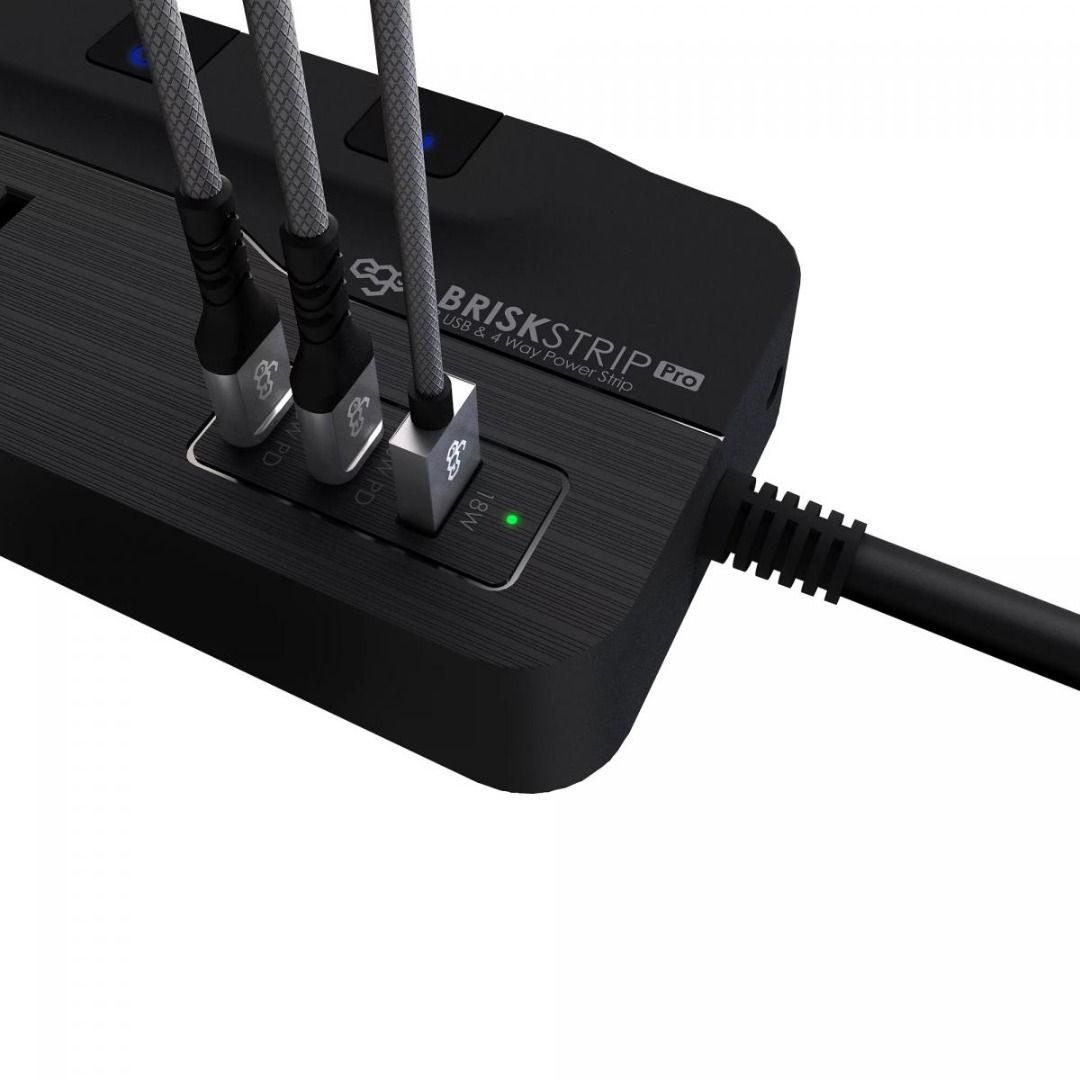 EGO BRISK STRIP PRO GAN PD45w 3USB & 4位 防雷Type C拖板 [香港行貨], 手提電話, 電話及其他 ...