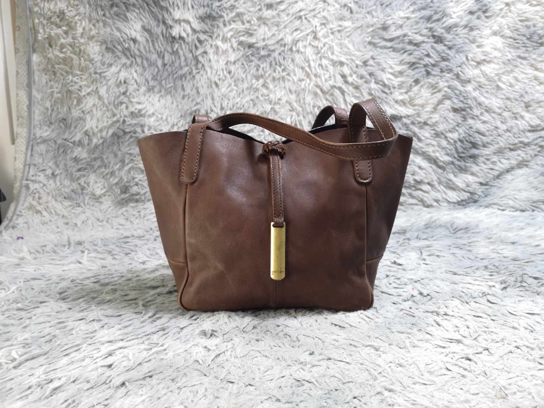 Genten Choco Brown Leather Tote Bag, Women's Fashion, Bags & Wallets, Tote Bags on Carousell