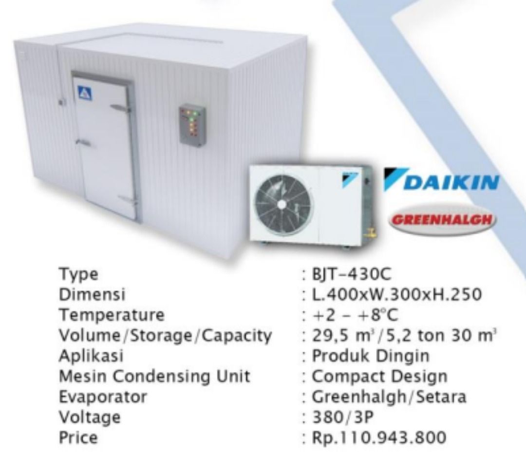 Jual Cold Room chiller daikin 5,2 ton wa. 082288405599, Elektronik, Lainnya di Carousell