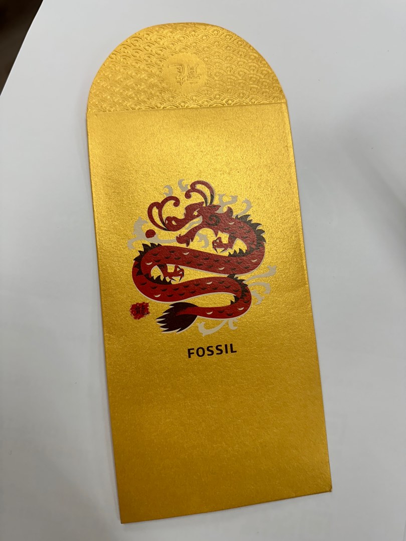 LIMITED EDITION Fossil angpao gold dragon Chinese NEW year red packet ...
