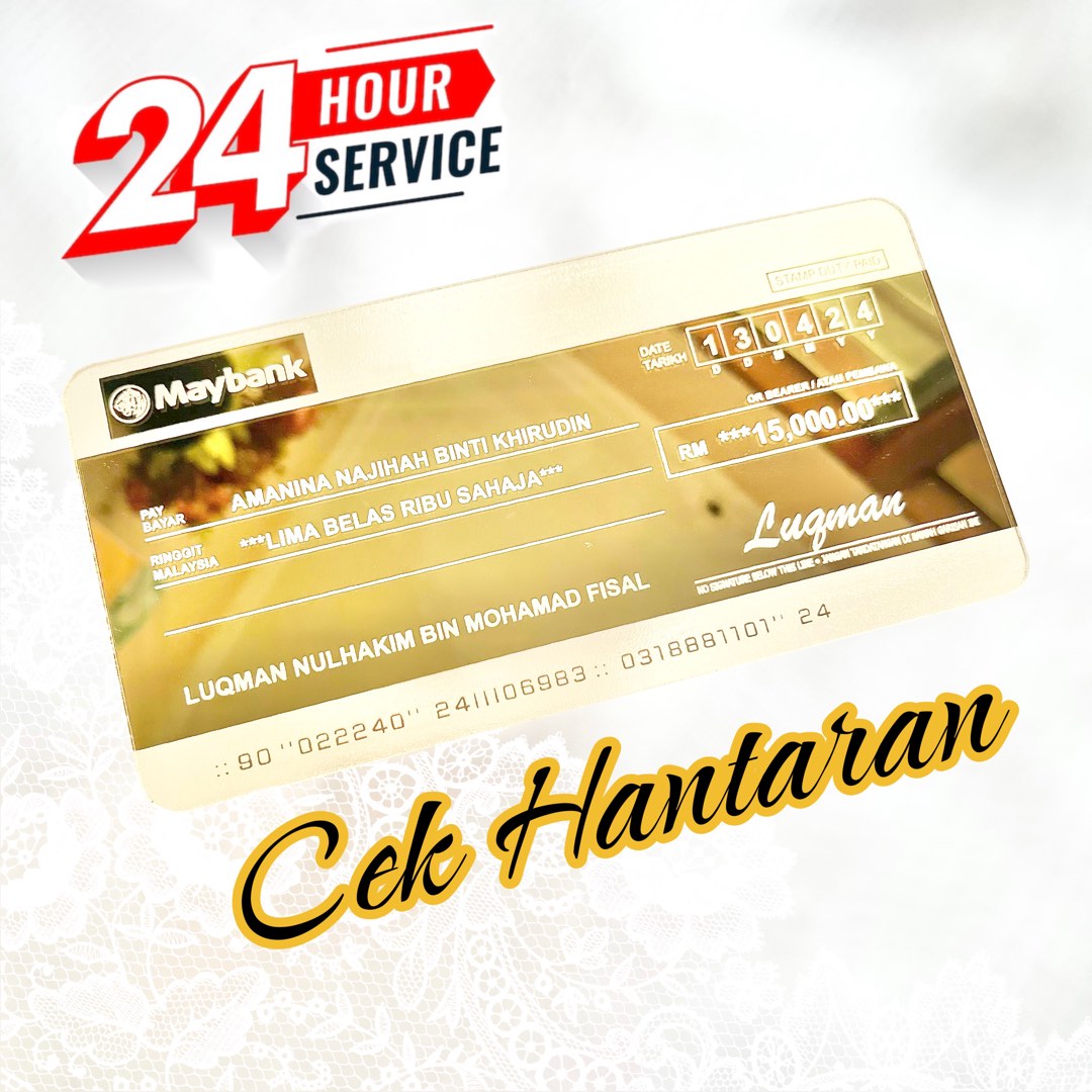 Mockup Cheque Cek Plate Hantaran Mas Kahwin Duit, Hobbies & Toys ...