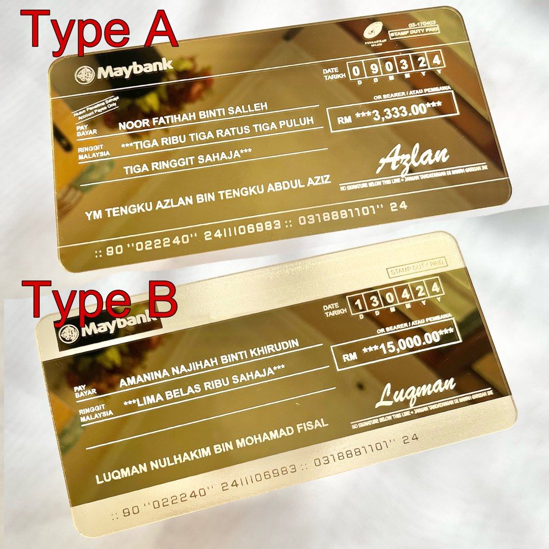 Mockup Cheque Cek Plate Hantaran Mas Kahwin Duit, Hobbies & Toys ...