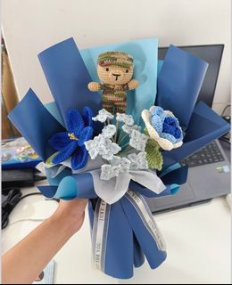 [Customisable] Crochet Army bear bouquet | NS POP bouquet | NS passing ...