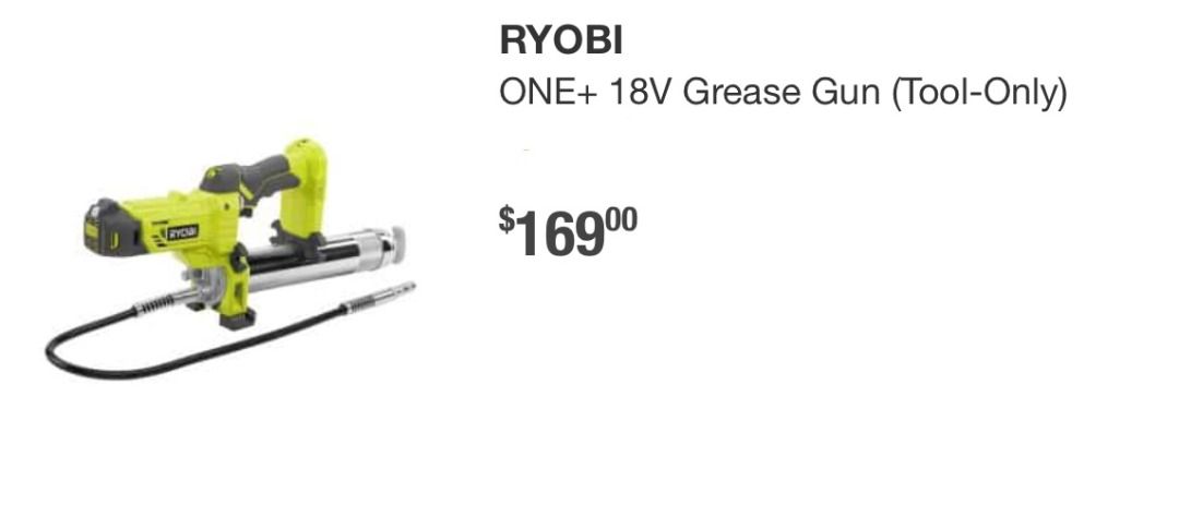 RYOBI P3410 18V Cordless Grease Gun (Tool-Only - battery and charger ...