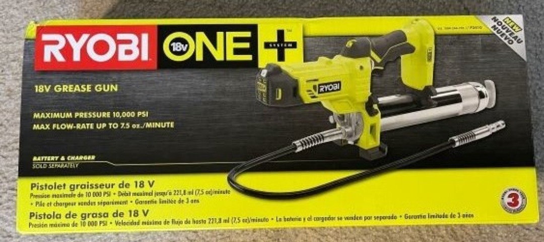 RYOBI P3410 18V Cordless Grease Gun (Tool-Only - battery and charger ...