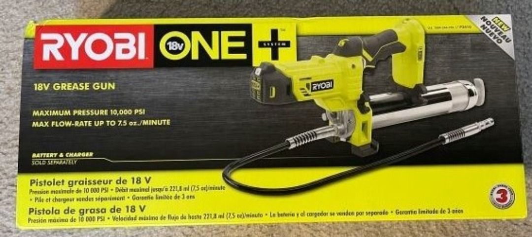 RYOBI P3410 18V Cordless Grease Gun (Tool-Only - battery and charger ...