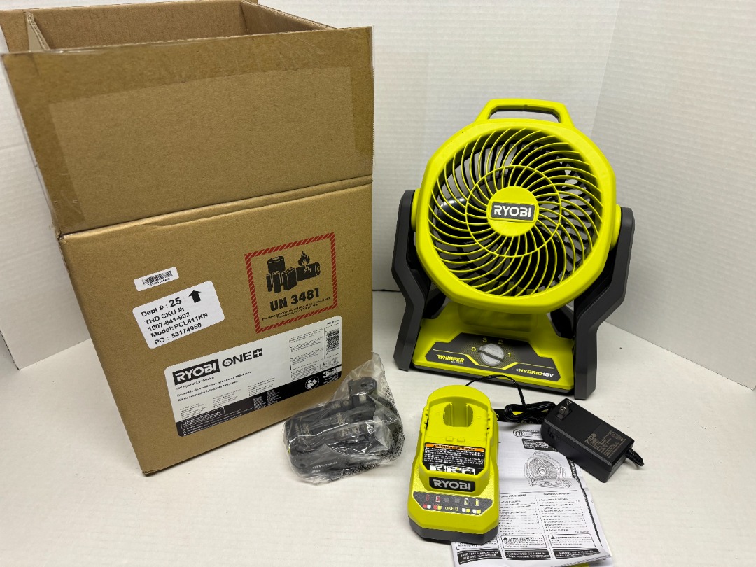 RYOBI PCL811KN 18V Cordless Hybrid WHISPER SERIES 7-1/2 in. Fan Kit ...