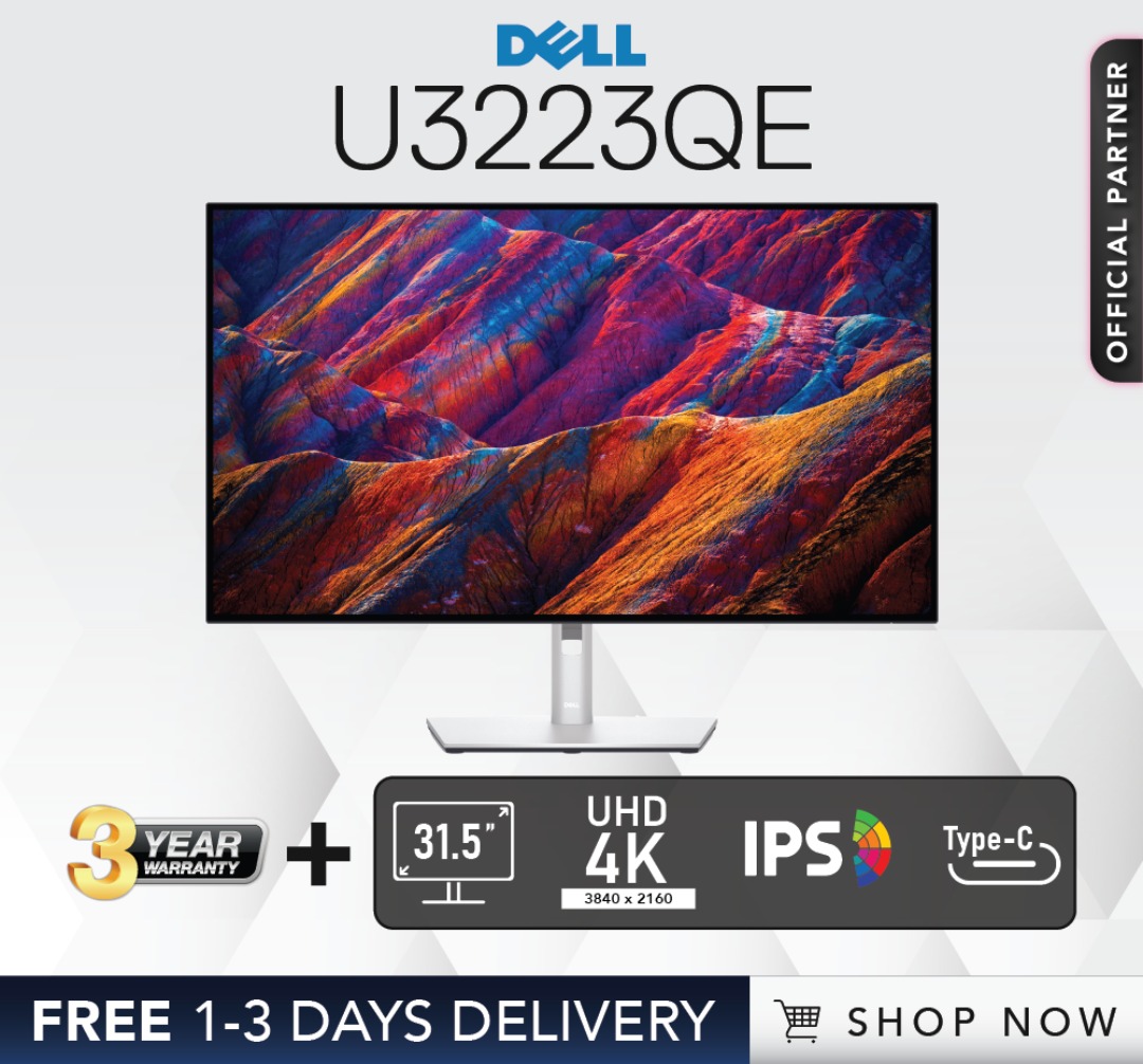 [FREE DELIVERY] Dell U3223QE UltraSharp 32 Inch 4K USB-C Hub Monitor ...