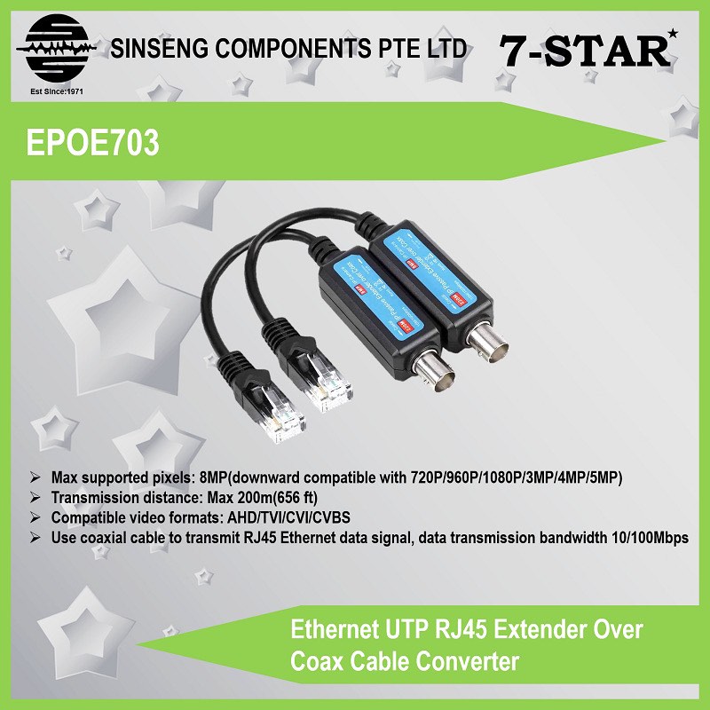 UTP RJ45 POE Ethernet Extender Converter to IP Camera Over BNC RG59 ...