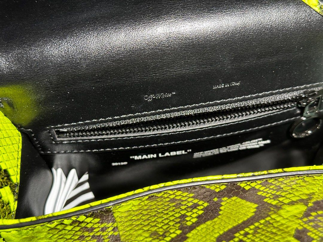Brand new OFF-WHITE calfskin snakeskin printed diag binder flap bag ...