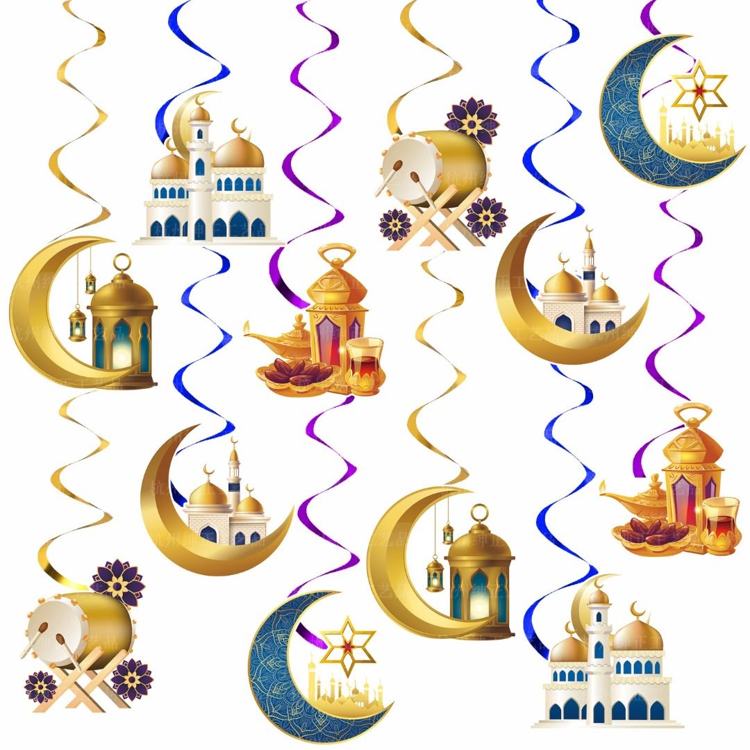 2025 Hari Raya Hanging Swirls, Ramadan Eid Mubarak Decorations Ceiling ...