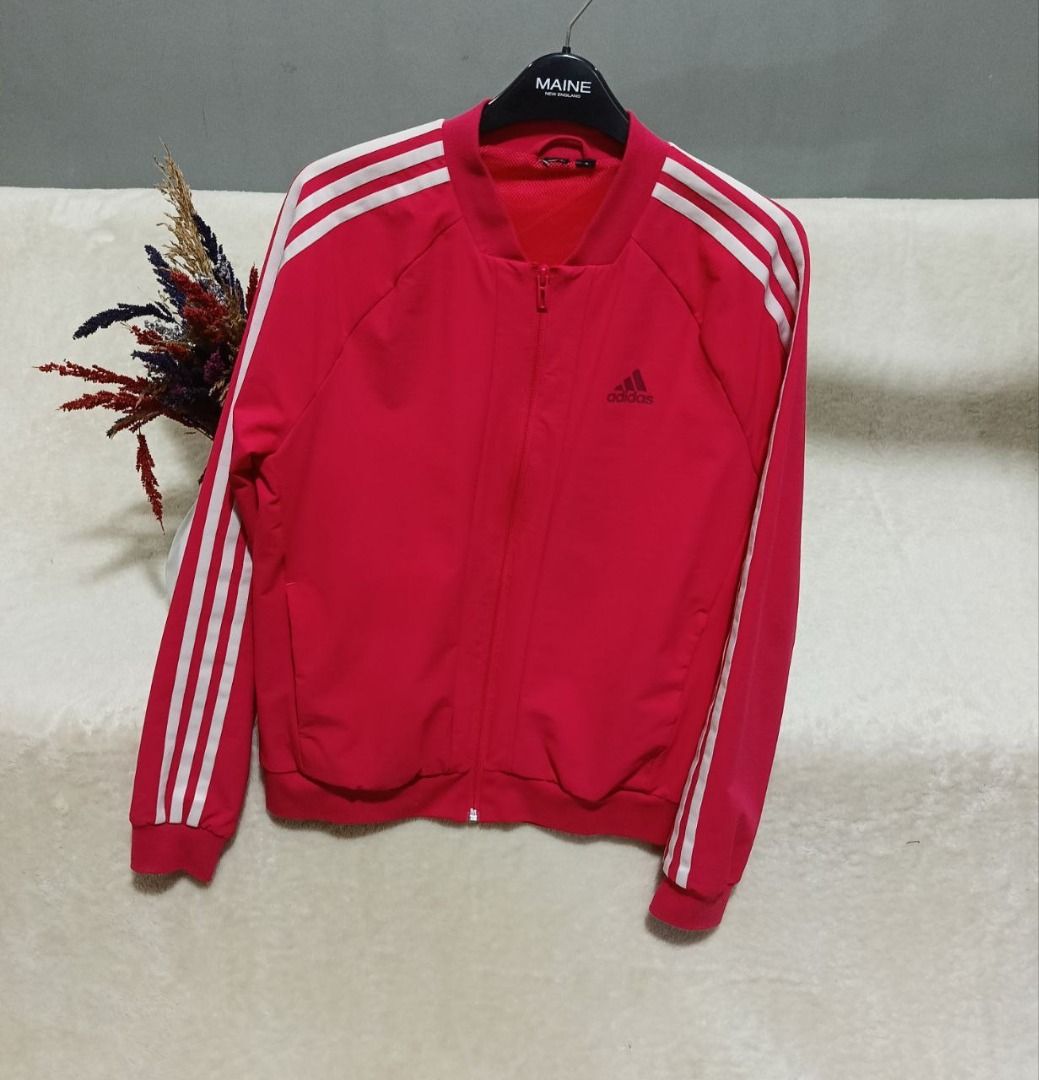 Adidas 3 Stripes Red, Women's Fashion, Coats, Jackets and Outerwear on ...