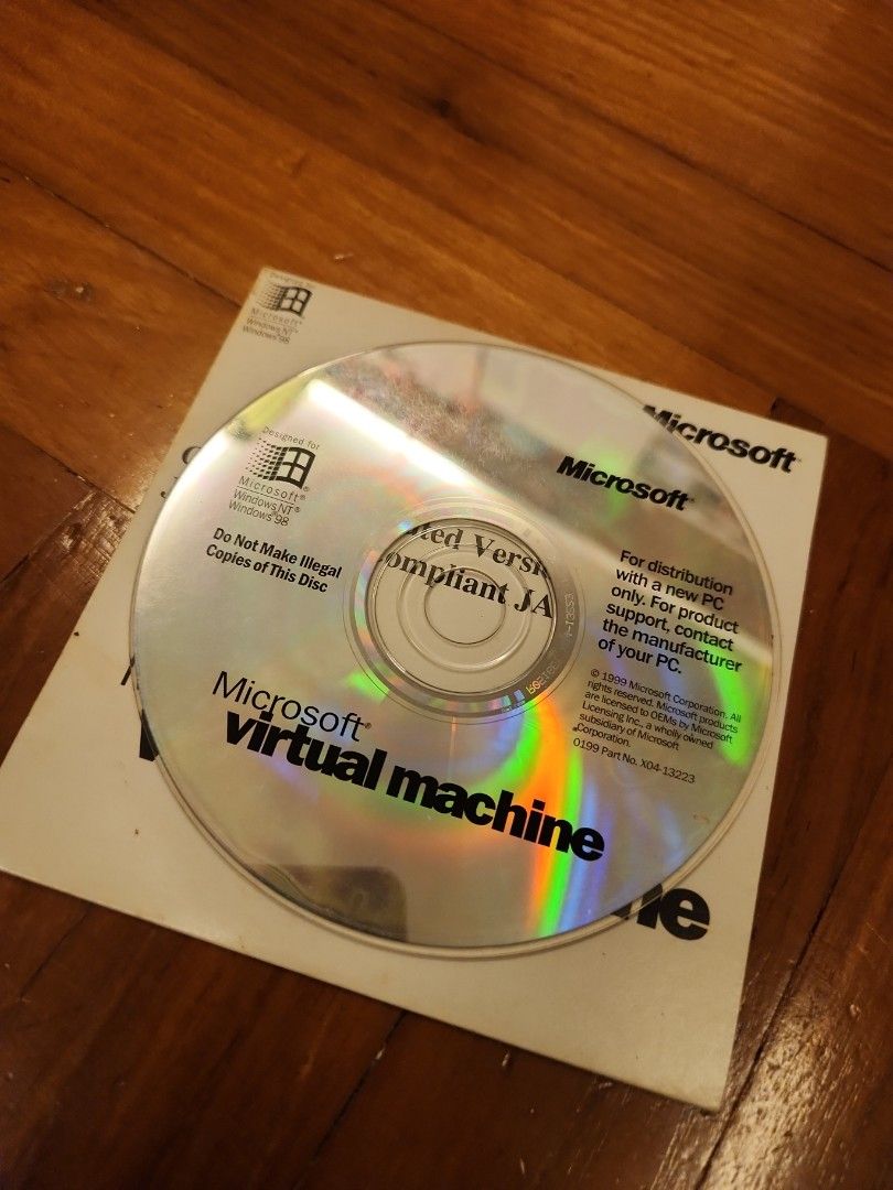 Antique Microsoft virtual machine CD, Hobbies & Toys, Memorabilia & Collectibles, Vintage ...