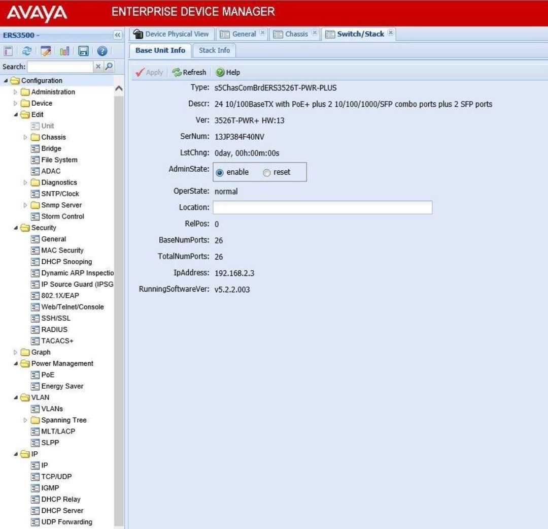 Avaya Routing Switch 3526T-PWR+ (Layer 3 manageable & POE switch ...