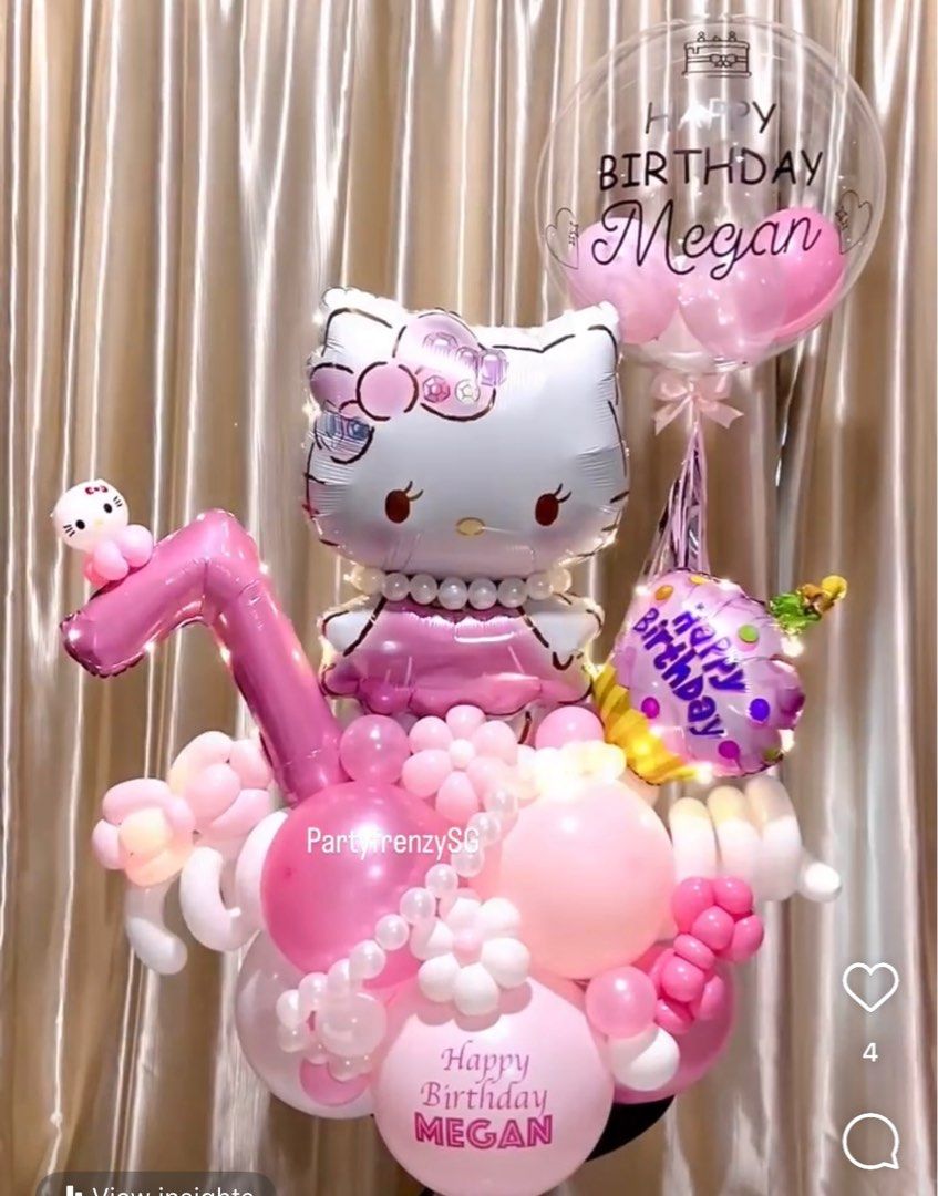 Balloon Hello Kitty Table Centerpiece | Balloon Kitty | Birthday ...