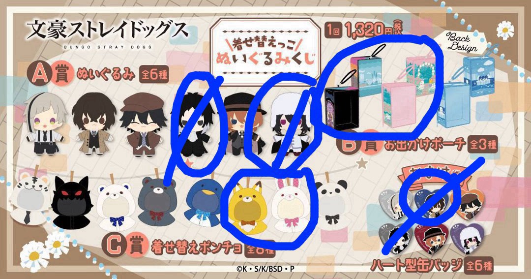 (INSTOCKS) BSD Bungou Stray Dogs Plush Kuji, Hobbies & Toys ...