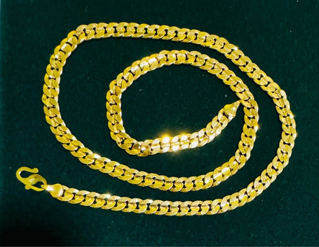 Chain Solid Flat cuban design Bangkok Gold Plated Chain with Stamped ...