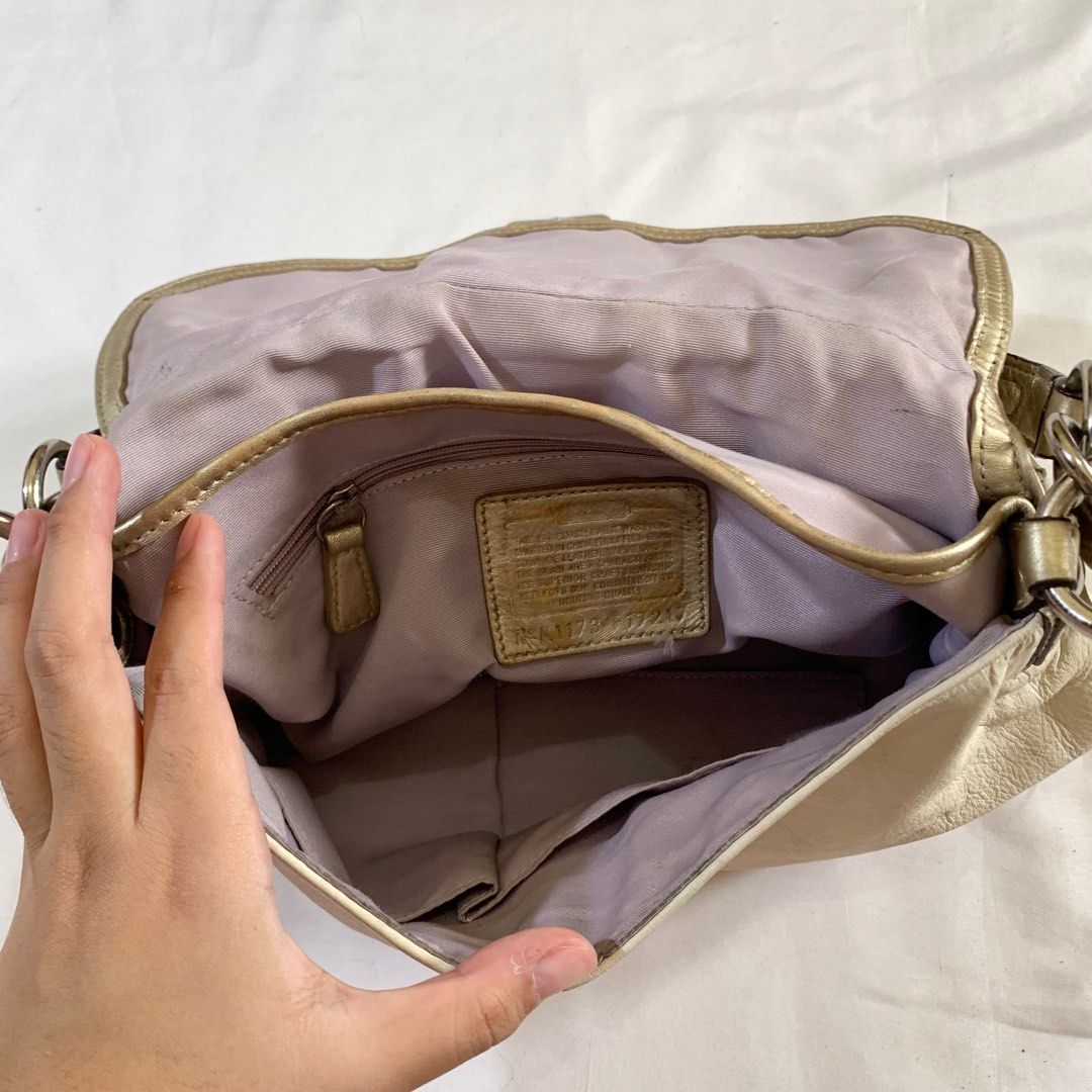 Coach Hobo Leather Putih Shoulder Bag Tas Ketek, Fesyen Wanita, Tas ...