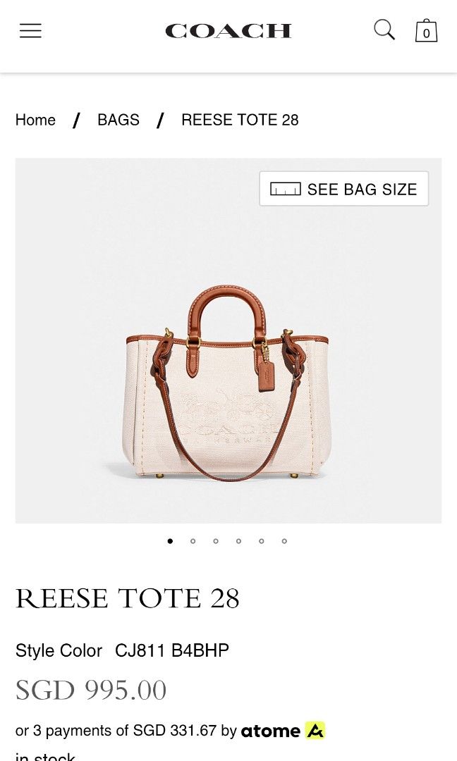 Coach Reese Canvas Tote 28, Women's Fashion, Bags & Wallets, Shoulder ...