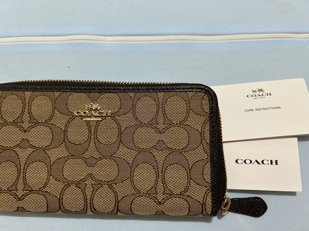 Coach Zip-around long wallet in signature brown canvas, Luxury, Bags ...