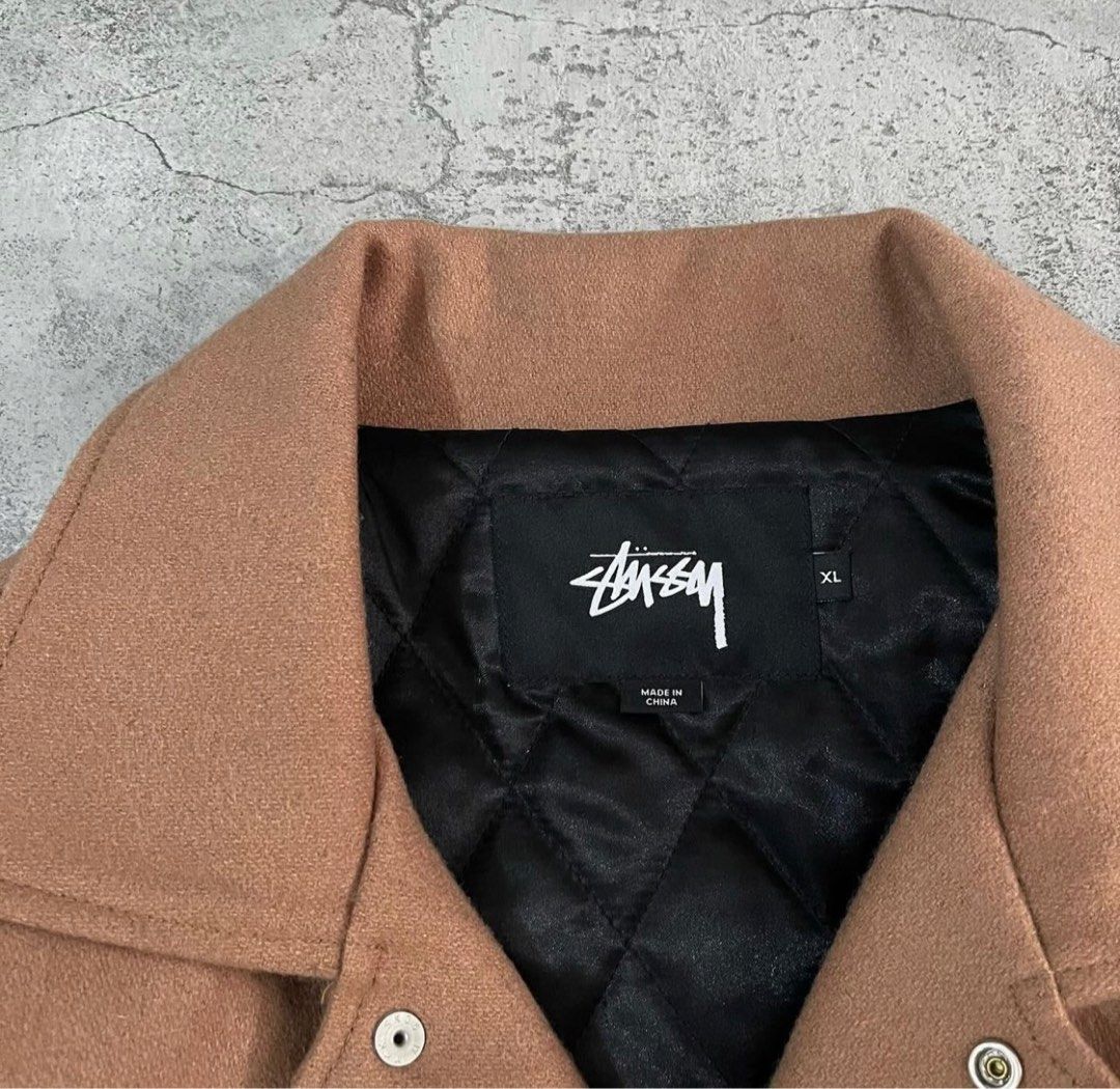 DSM x Stussy (35th anniversary varsity jacket), Fesyen Pria, Pakaian ...