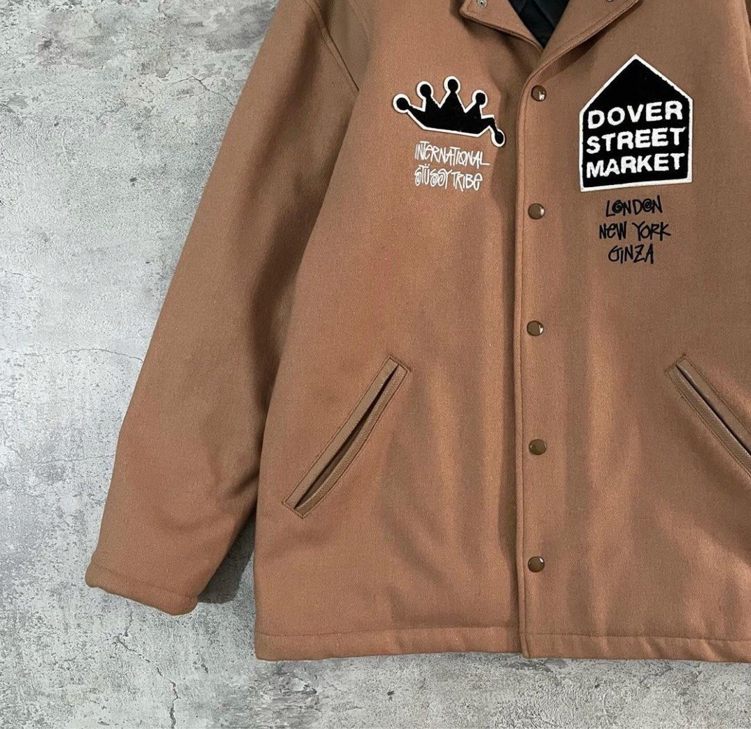 DSM x Stussy (35th anniversary varsity jacket), Fesyen Pria, Pakaian ...