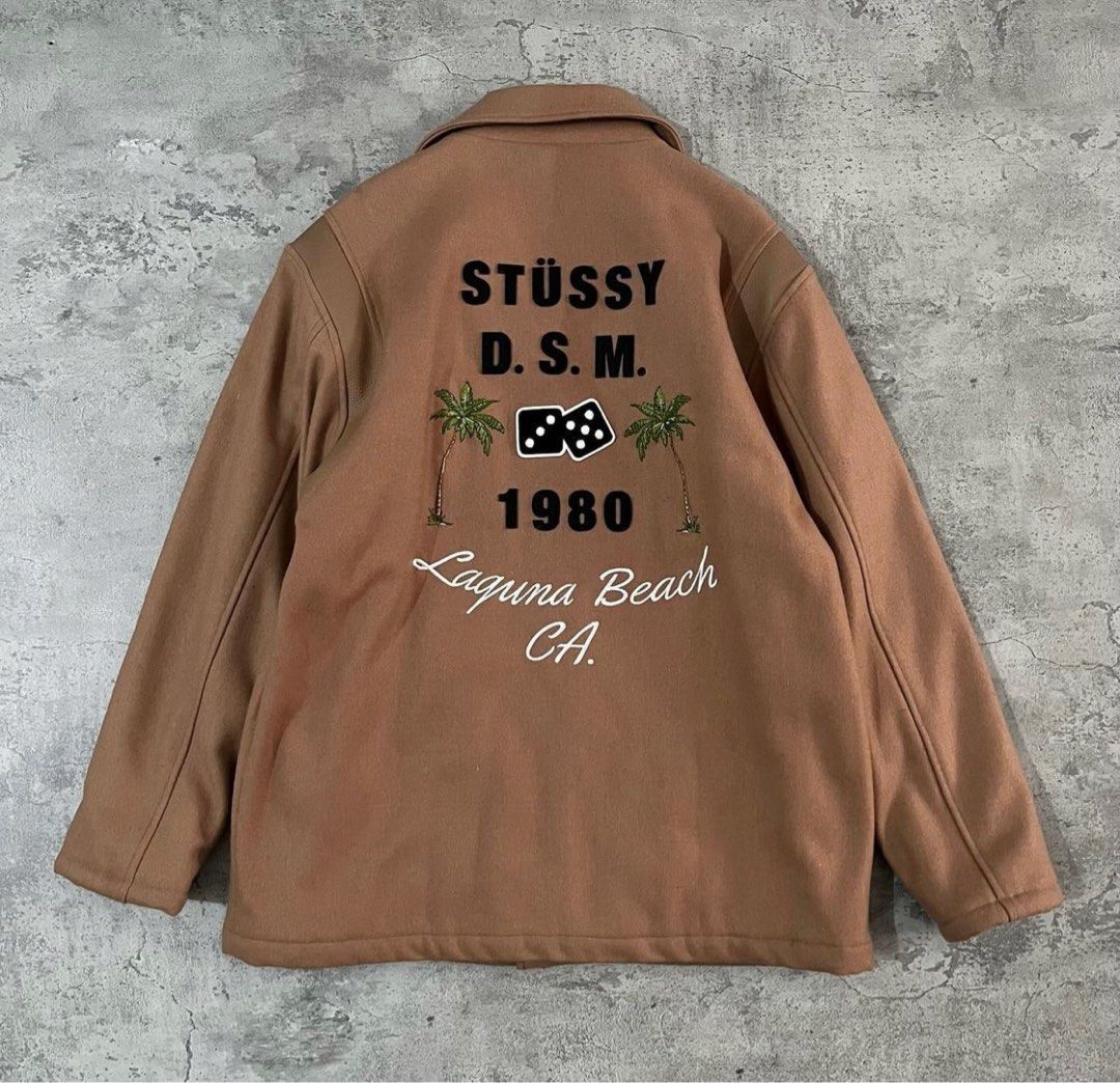 DSM x Stussy (35th anniversary varsity jacket), Fesyen Pria, Pakaian ...