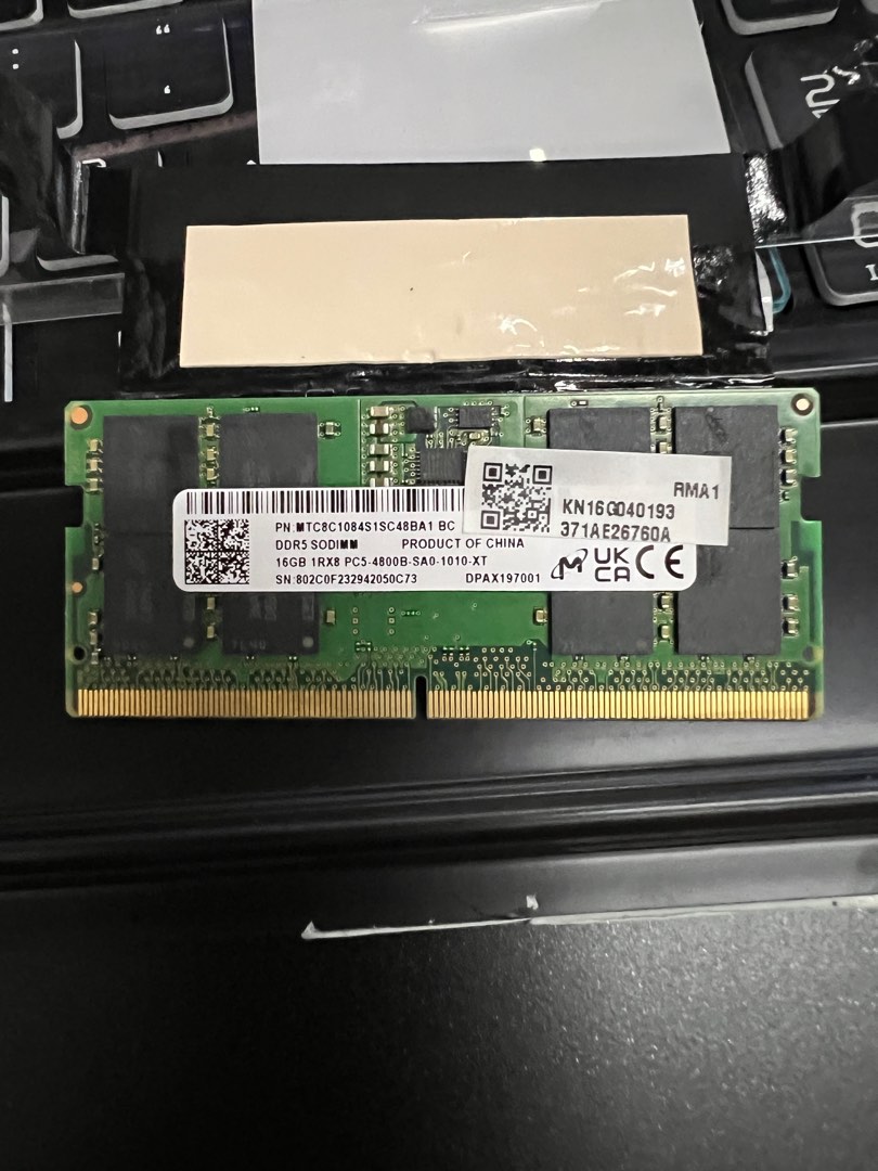 Micron 16GB 4800mhz DDR5 RAM SODIIM- Single Stick, Computers & Tech ...