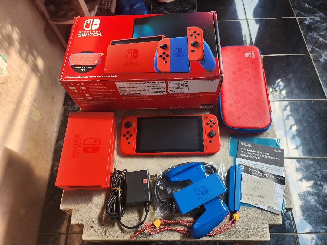 Nintendo Switch v2 Mario Red & Blue Limited Edition Fullset 02, Video ...