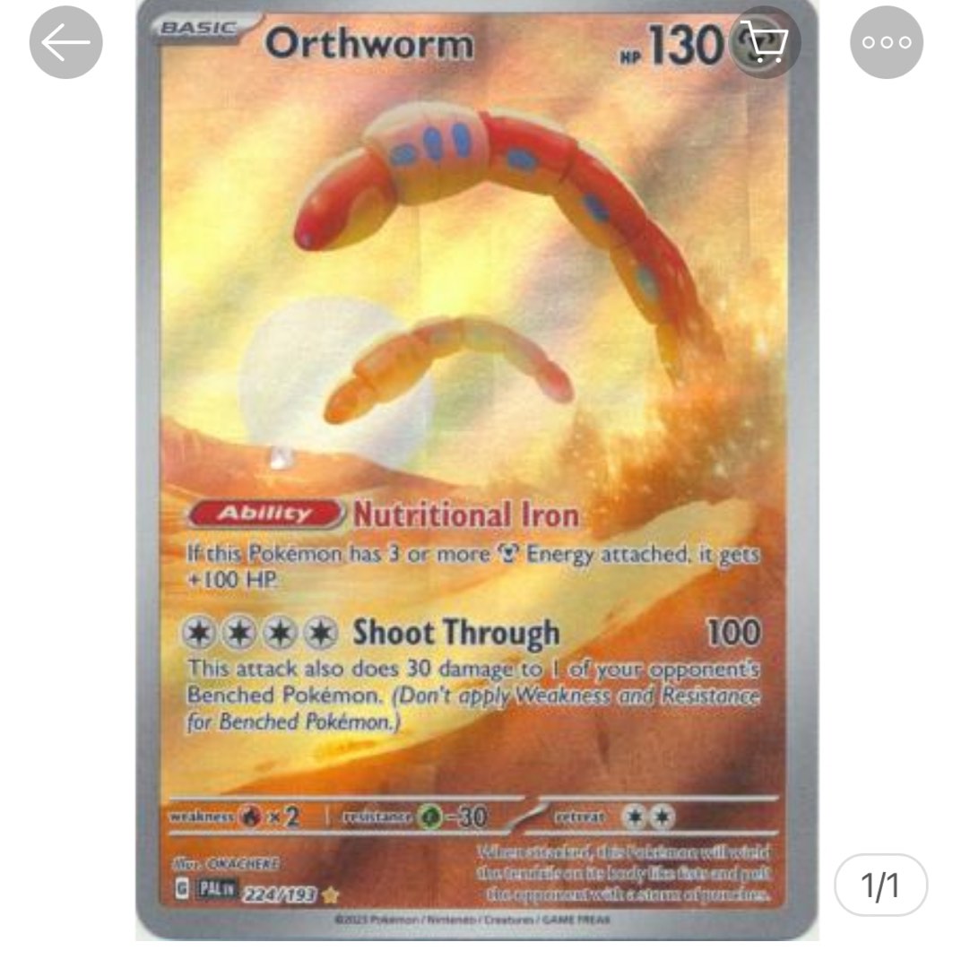 Orthworm Pokémon card, Hobbies & Toys, Toys & Games on Carousell