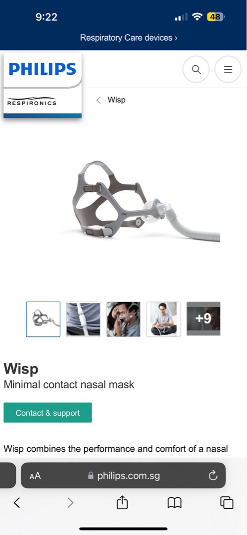 Philips Respironics Wisp Nasal CPAP Mask, Health & Nutrition, Face ...