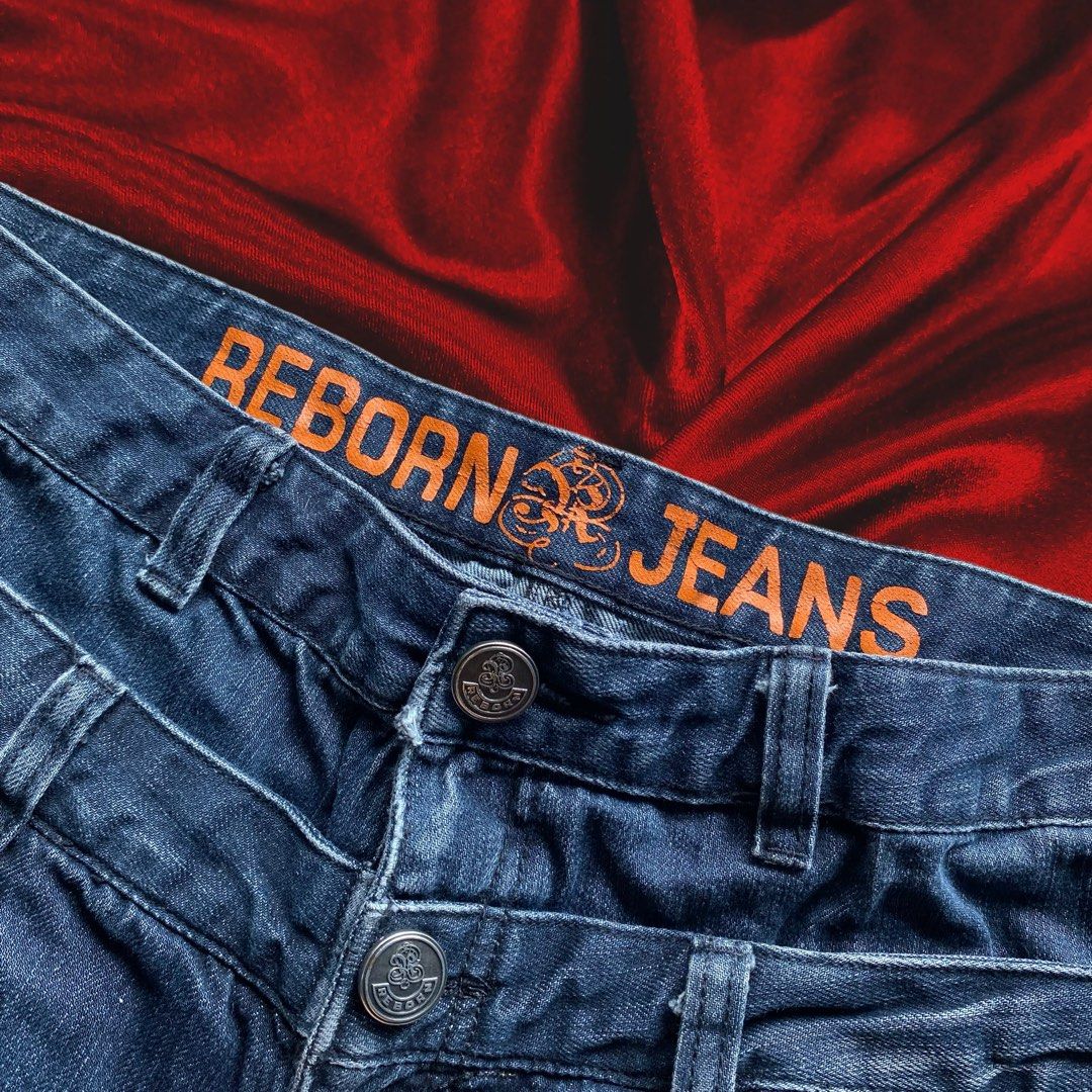 Reborn Double Layered Waist Wrinkled Crumpled Bleached Denim Jeans, Men ...