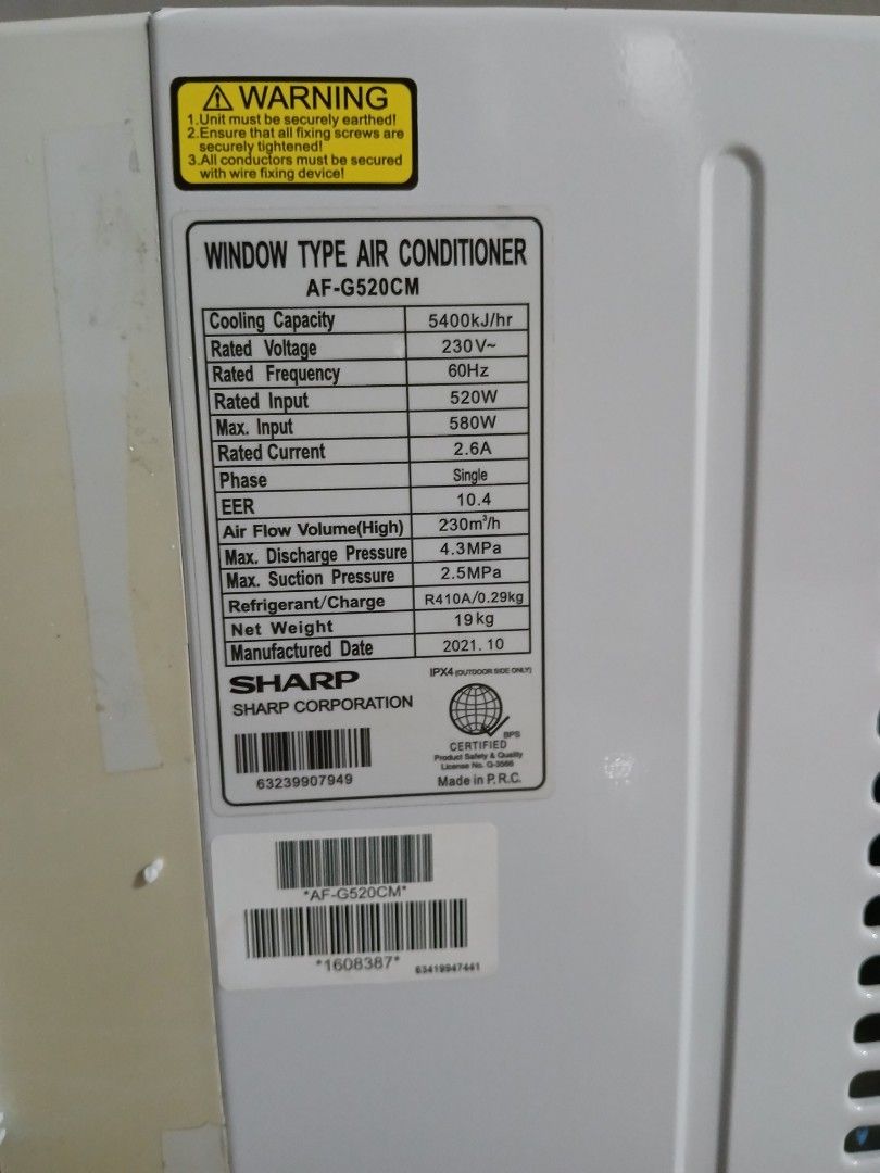 SHARP WINDOW TYPE AIRCON, TV & Home Appliances, Air Conditioning and ...