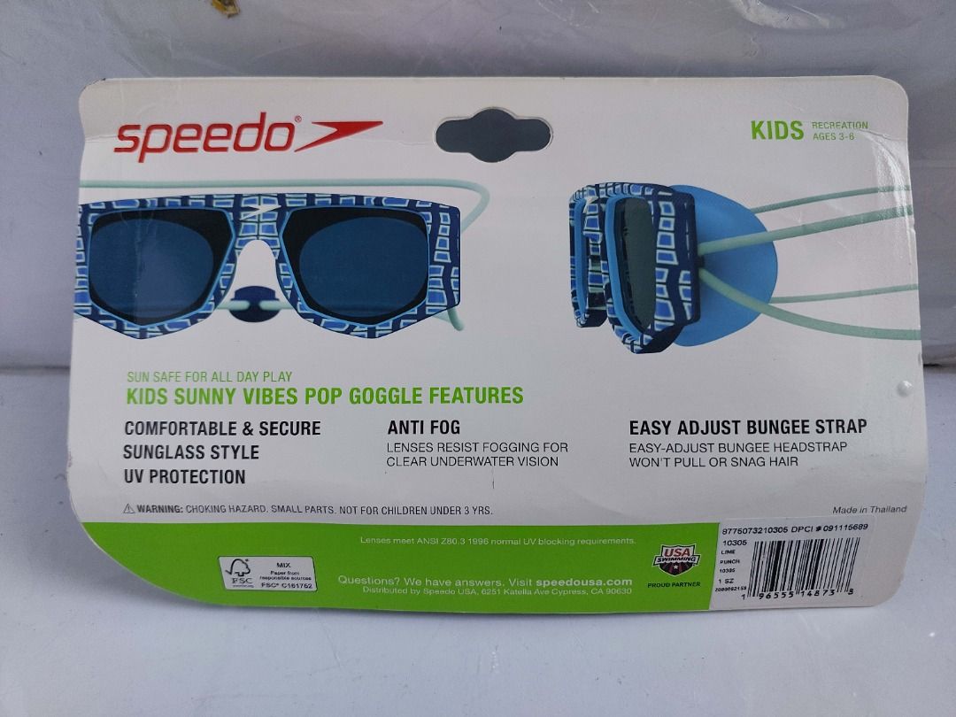 Speedo Goggles Kids Sunny Vibes Pop Lime Punch or Purple Clear Age 3-6 ...