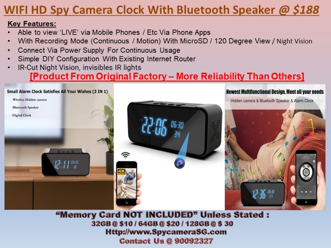Spy Camera Clock HD Wifi, Furniture & Home Living, Security & Locks ...