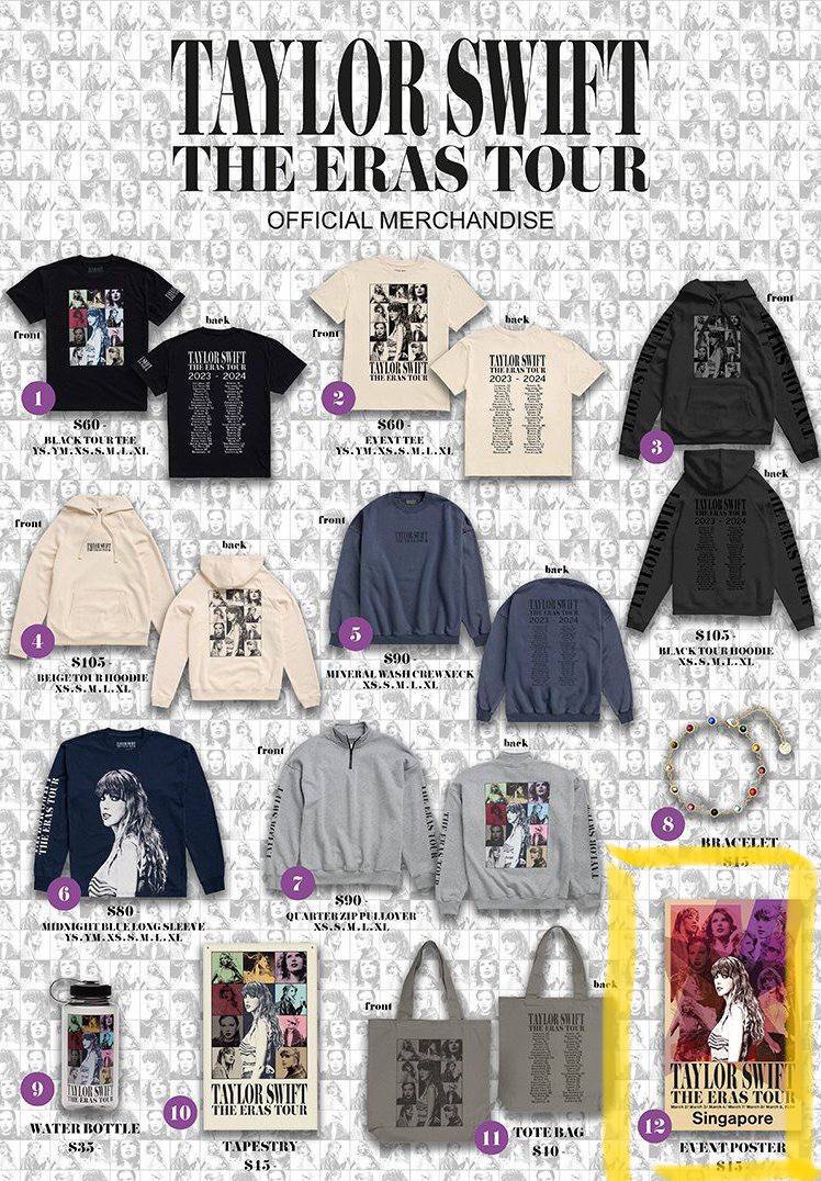 Taylor Swift Eras Tour Merch Poster, Hobbies & Toys, Memorabilia ...