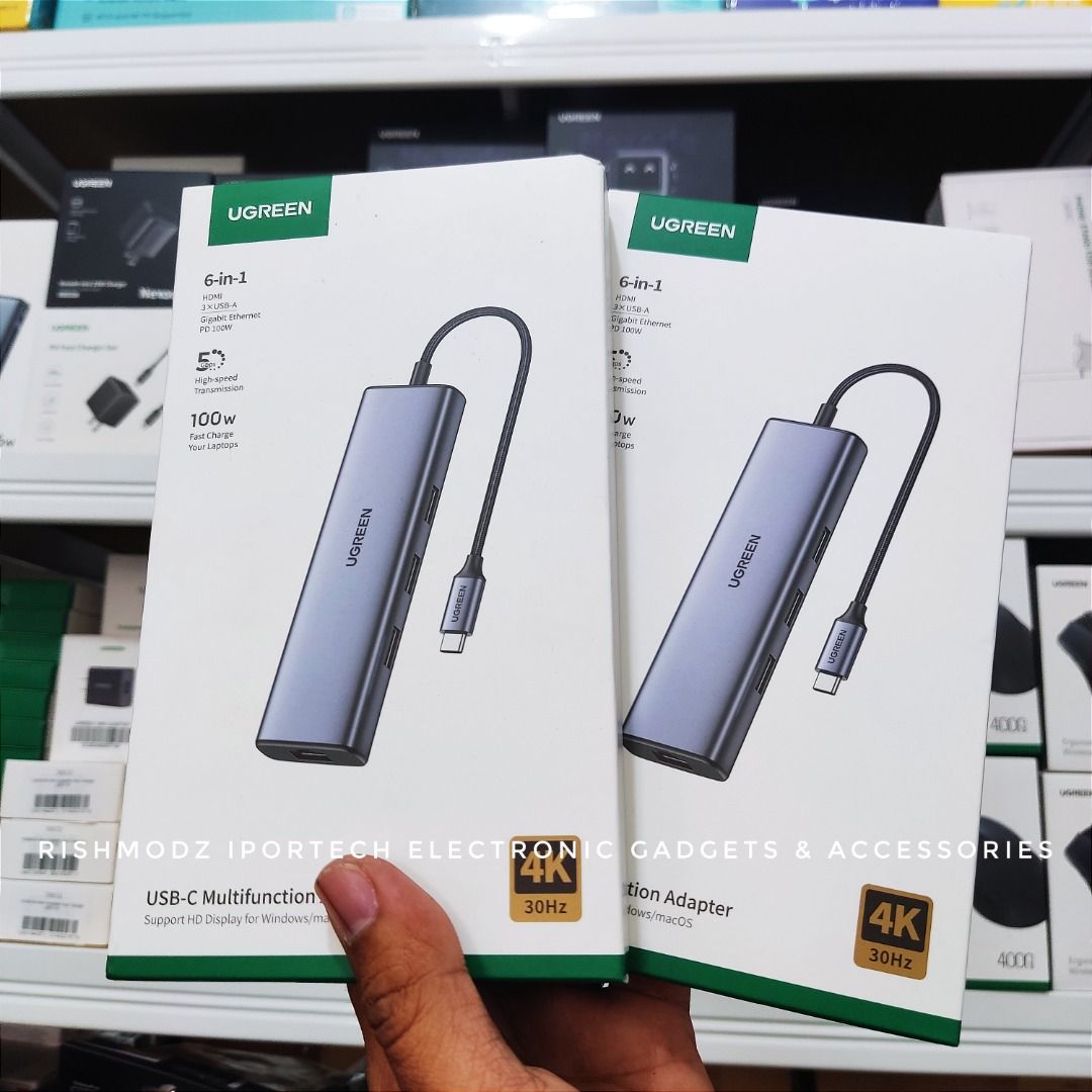 UGREEN TYPE-C TO LAN RJ45/HDMI/USB-C/USB-A 6IN1 MULTI HUB, Computers ...