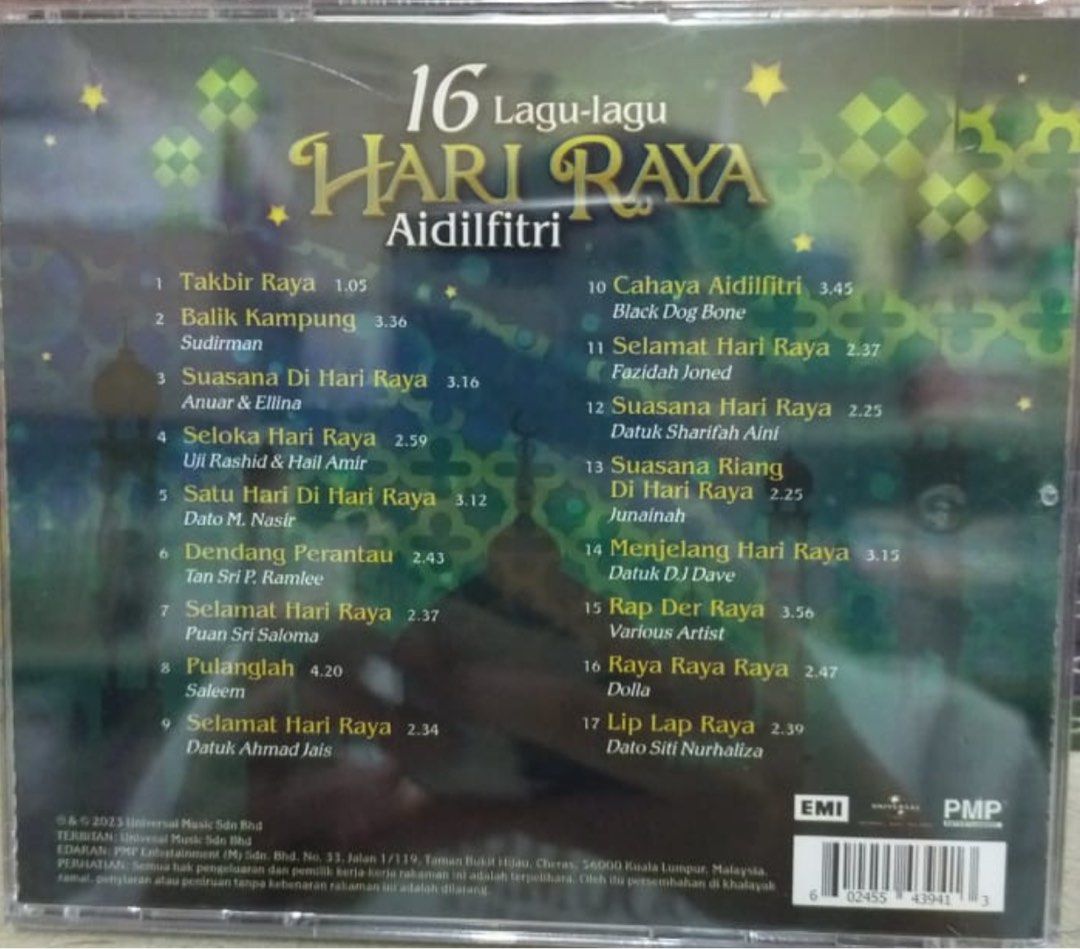 16 Lagu Lagu Hari Raya Aidilfitri - CD, Hobbies & Toys, Music & Media, CDs & DVDs on Carousell