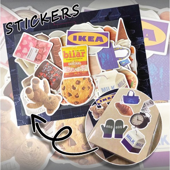 50pcs IKEA STICKERS DOODLE STICKER DIY, Hobbies & Toys, Stationary ...