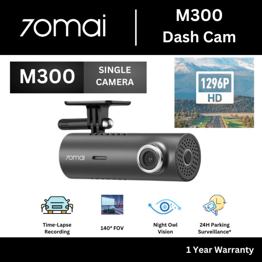 70mai M300 Dash Cam | 1296P | 3D Noise Reduction | Time-lapse Recording | 24H Smart Parking ...