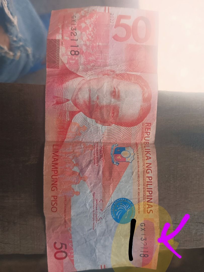 # Pera # 50 pesos # paper bill # Ng # print error, Hobbies & Toys ...
