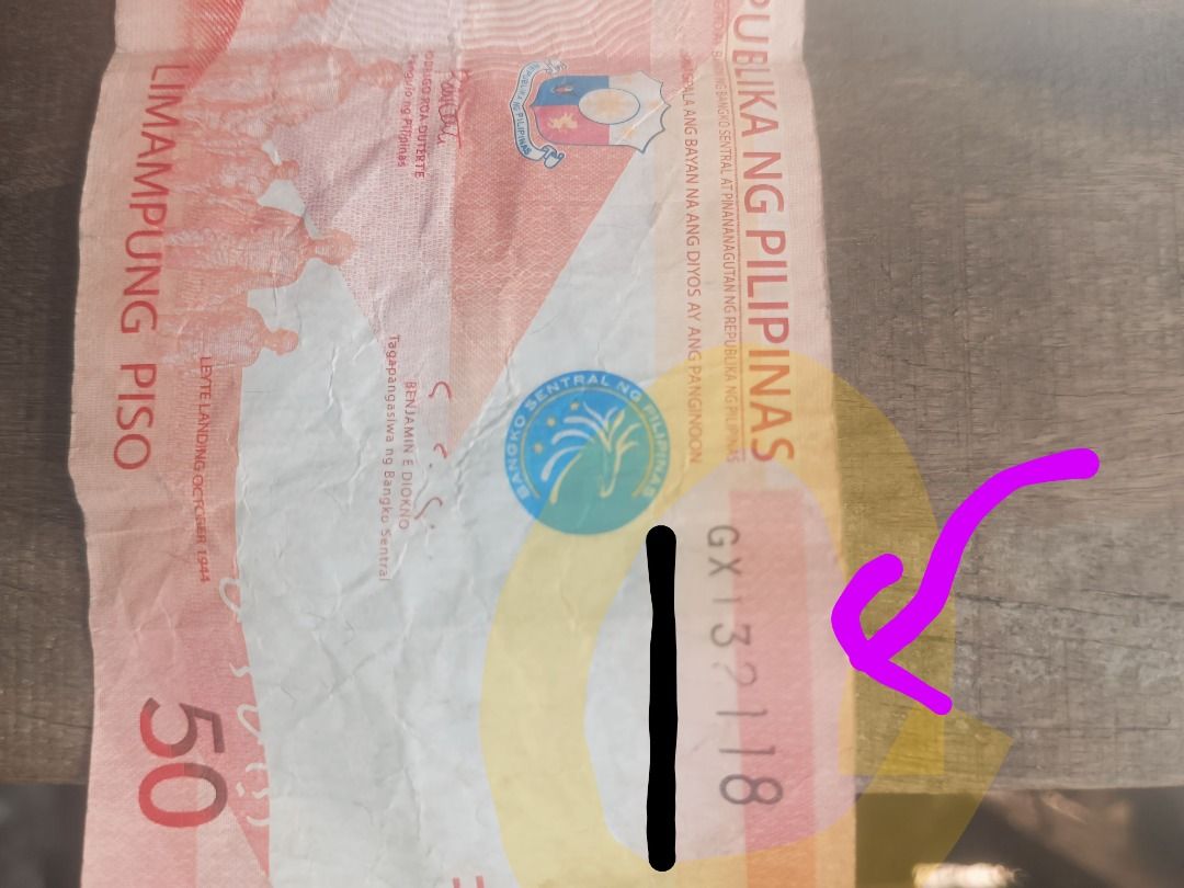 # Pera # 50 pesos # paper bill # Ng # print error, Hobbies & Toys ...