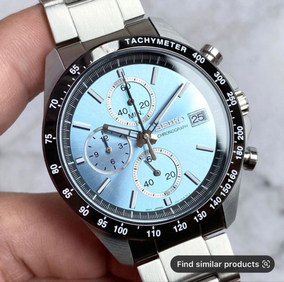 精工 SEIKO CHRONOGRAPH 石英錶 SPIRIT SBTR029 Blue Dial 天藍面 100M 防水, 男裝, 手錶及 ...
