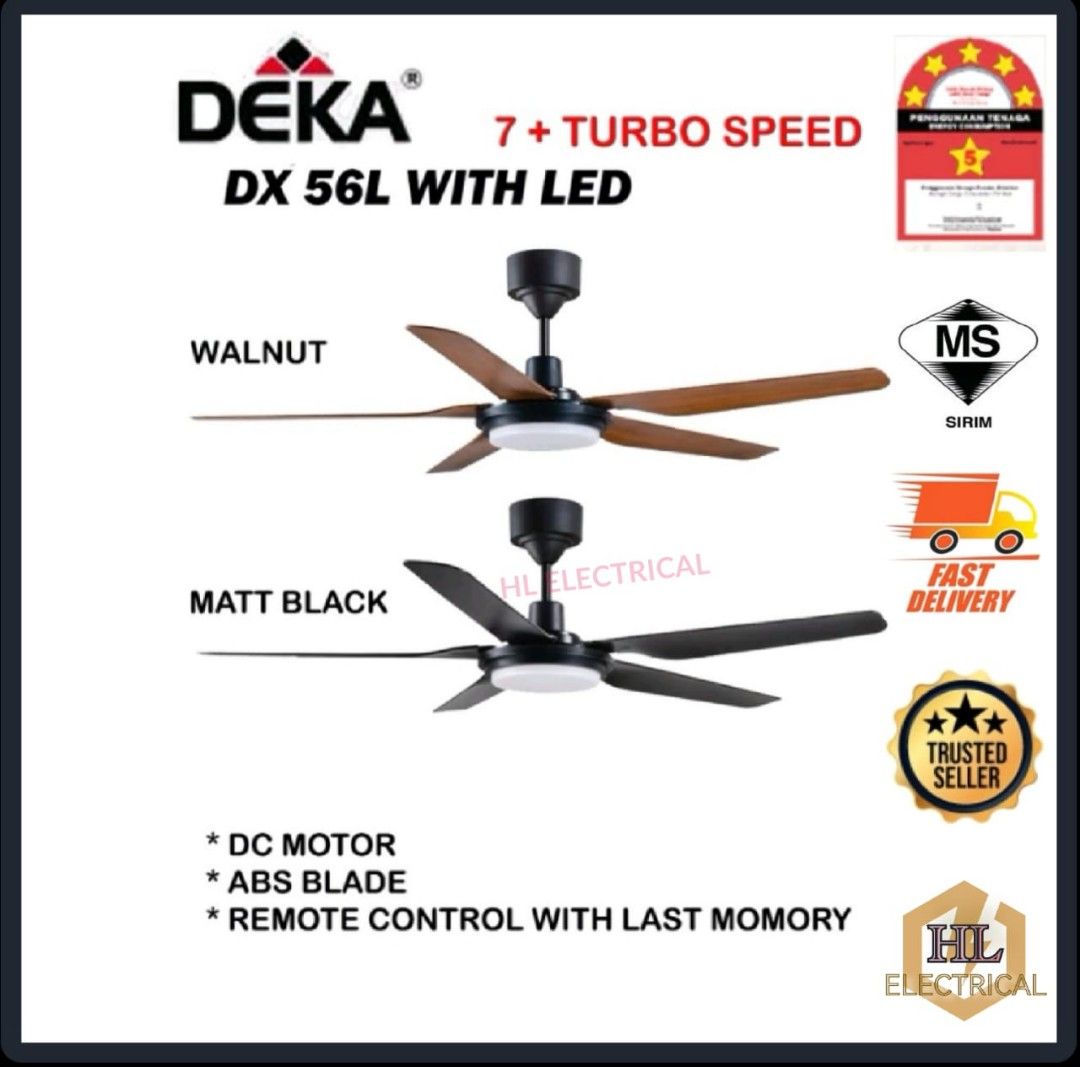DEKA CEILING FAN WITH LED LIGH, Furniture & Home Living, Lighting ...